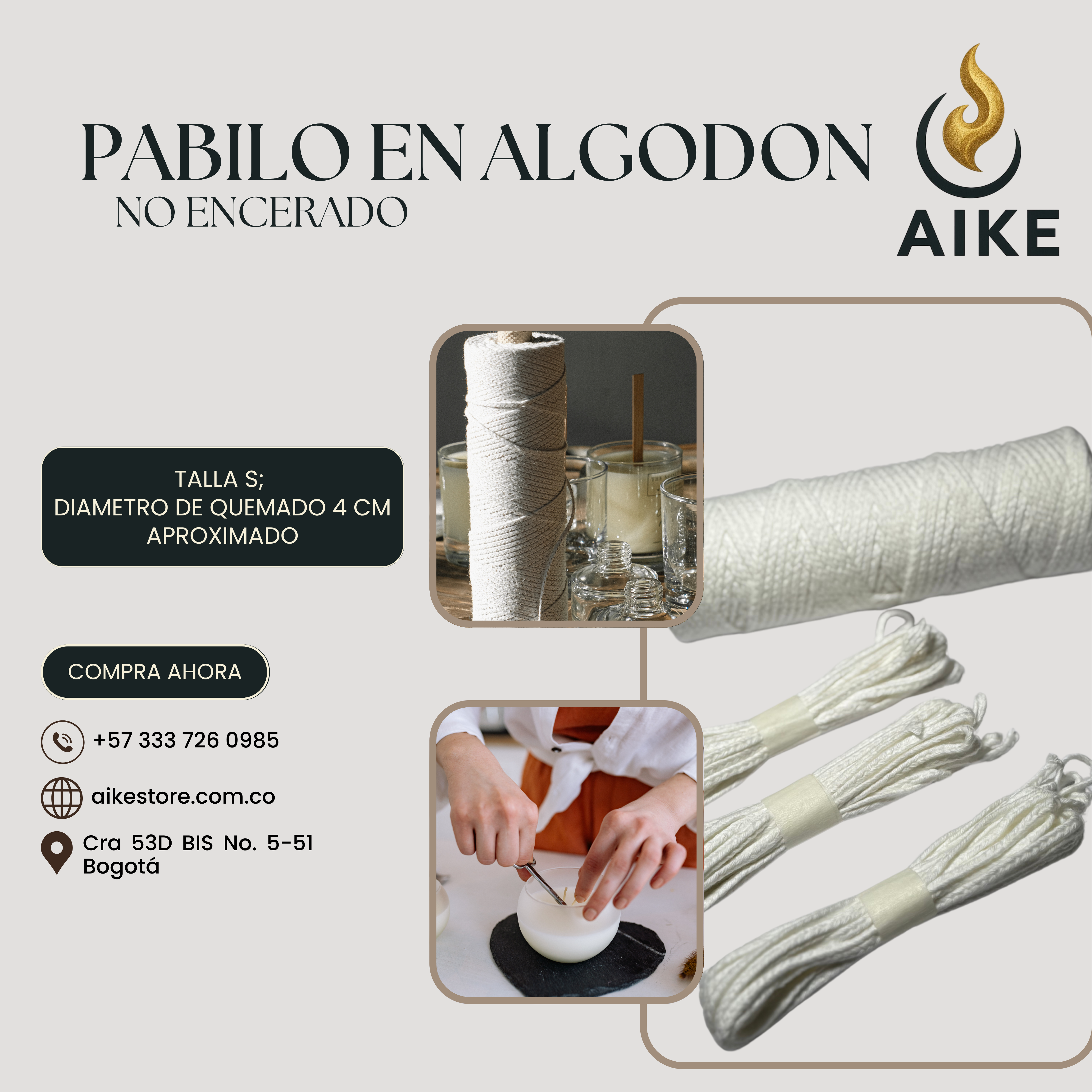 Pabilo de Algodón para Velas | Mecha de Algodón Natural para Velas Art ...